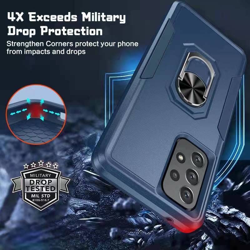Oterkin for Samsung Galaxy A53 Case,A53 5G Case Military Grade Shockproof Protective Case with [360° Rotatable Ring Kickstand] [Tempered Glass Screen Protector] Heavy Duty Case for Samsung A53-Blue