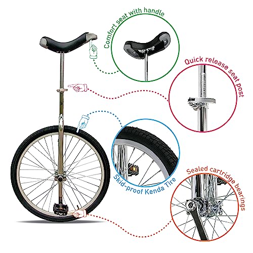 Fun 20 Inch Wheel Unicycle with Alloy Rim, Matte Black