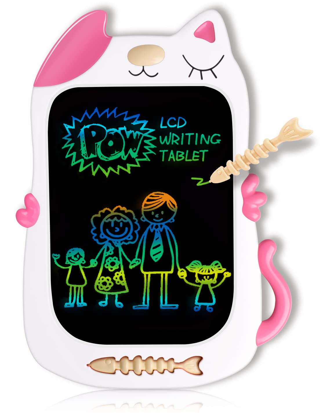 GJZZ Drawing Doodle Board Toys for 3 4 5 6 7 Year Old Girls Boys Gifts, LCD Writing Tablet and Scribble Board Learning Toy for Kids, Birthday Gift for Toddler - Pink White