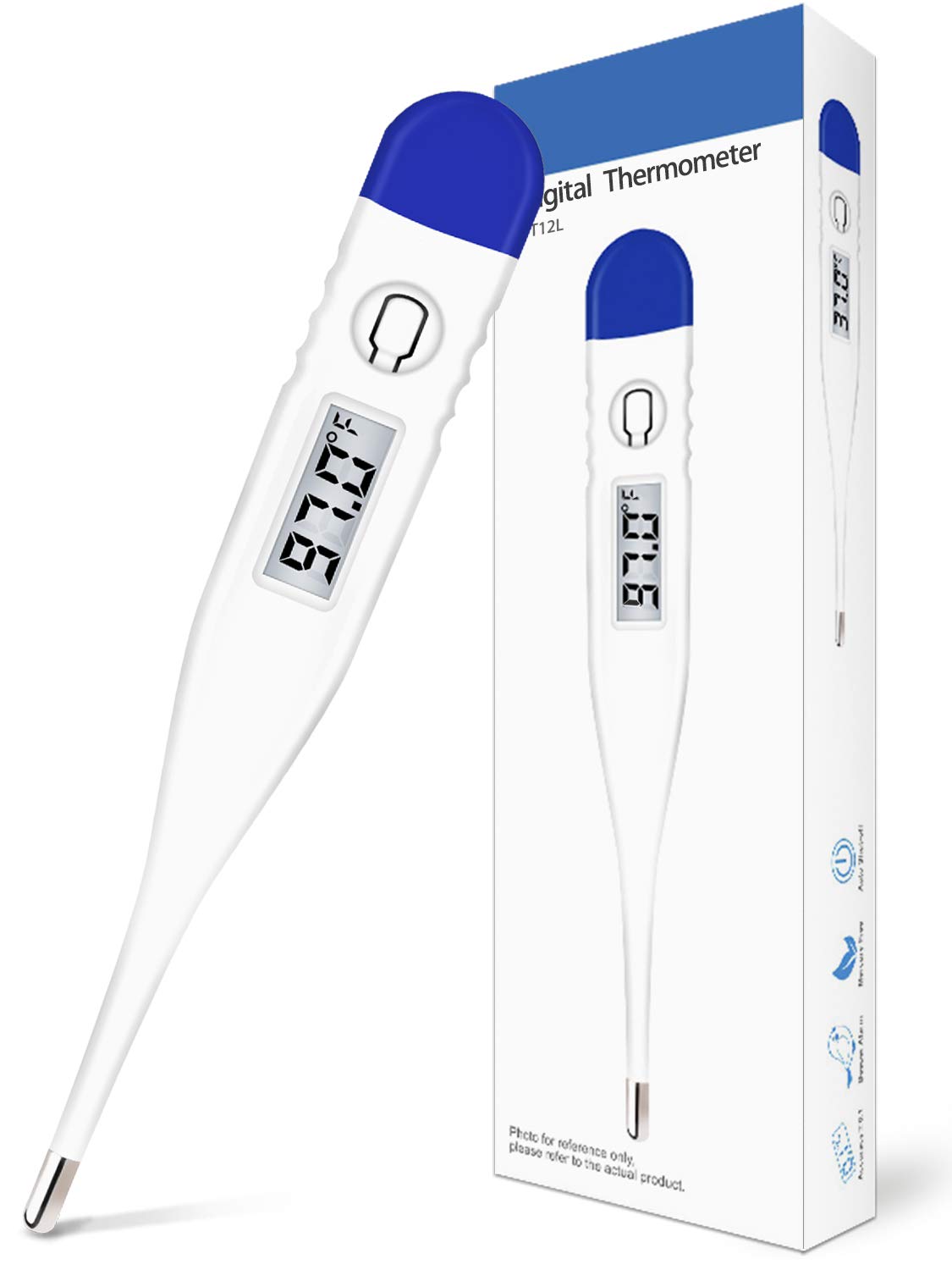 Thermometer for Fever, Quick Reading Digital Waterproof Oral Thermometer with Fever Indicator and Memory Recall, Best Accurate Rectum Armpit Reading Thermometer for Baby Kids and Adults