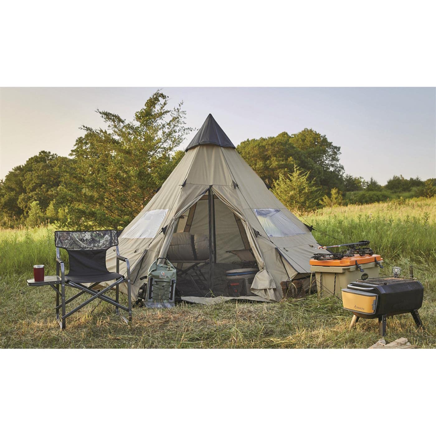 Guide Gear Camping Teepee Tent for Adults, Outdoor, Waterproof, Family, 6 Person, 14' x 14'