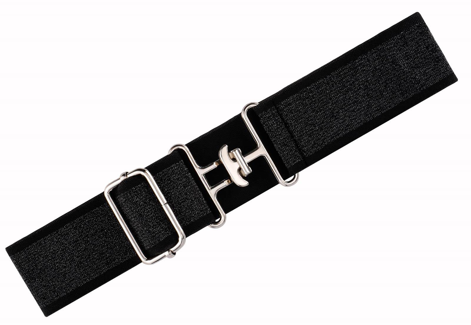 FREE RIDE EQUESTRIAN Belts, Horseback Riding Belts for Women, Stretchable And Comfortable Waist Belt (Black Sparkle with Silver Surcingle)