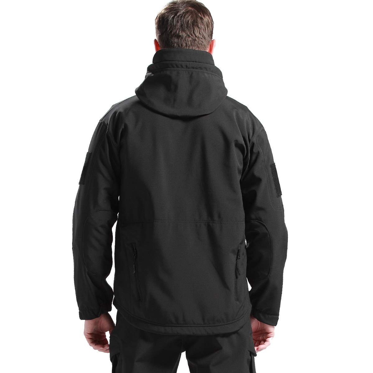 FREE SOLDIER Men's Softshell Hiking Jacket Waterproof Hooded Tactical Hunting Jacket(Black, X-Large)