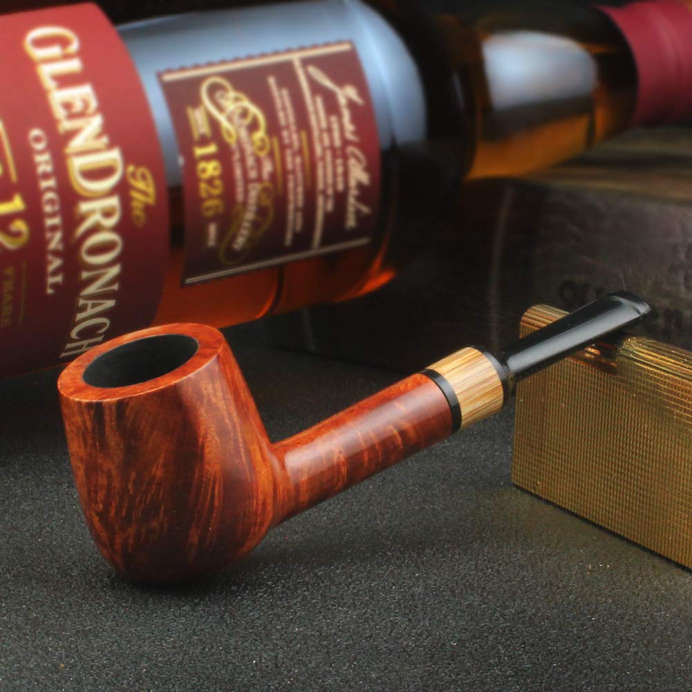 FULUSHOU Mediterranean Briar Wood Tobacco Pipe, Small Mini Curved Tobacco Pipe 7