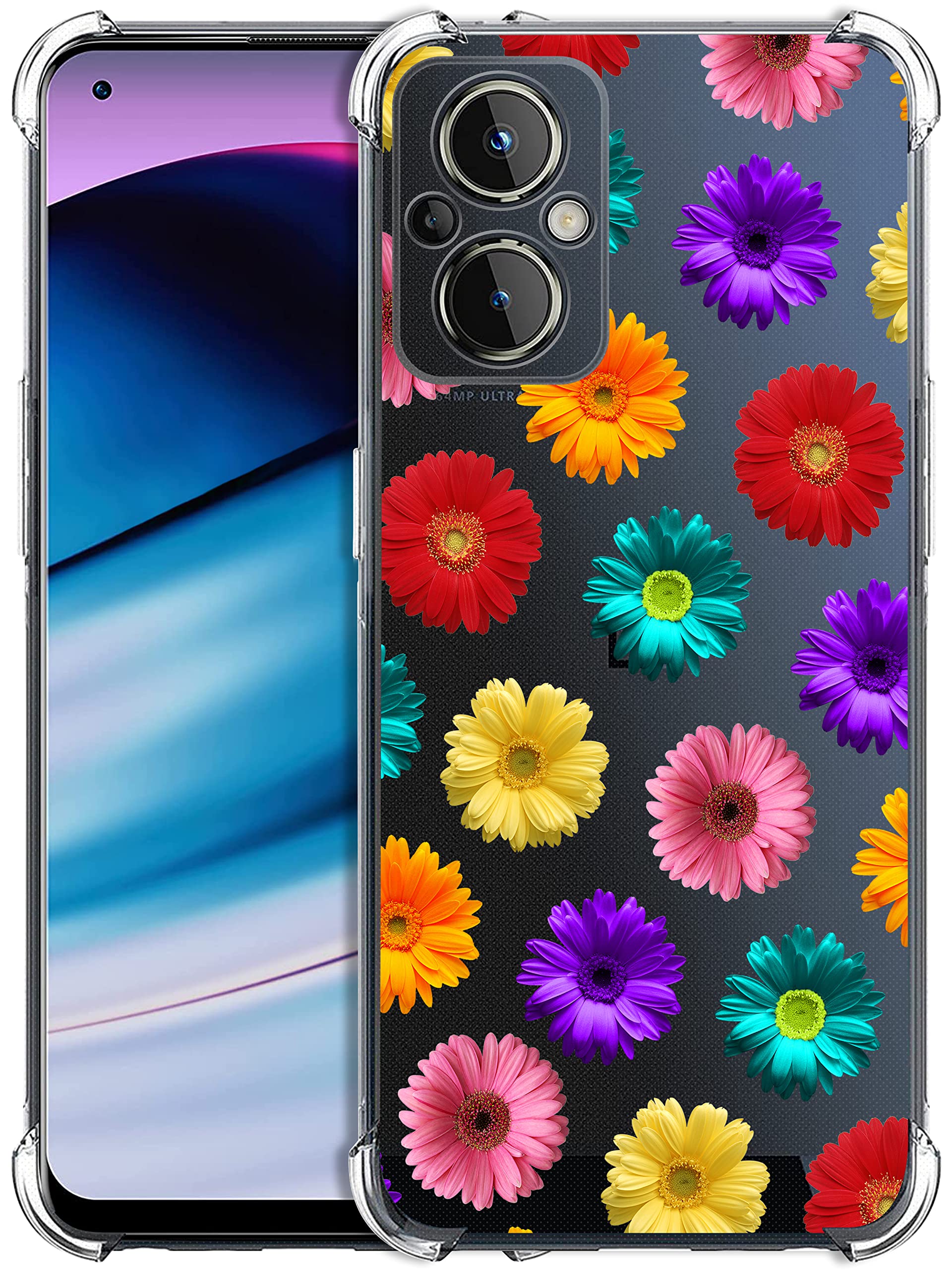 Glisten - OnePlus Nord N20 Case, OnePlus N20 5G Case - Daisy Flower Multicolor Pattern Design Printed Slim Fit Clear Transparent Soft TPU Shockproof Designer Back Case/Cover for OnePlus Nord N20.