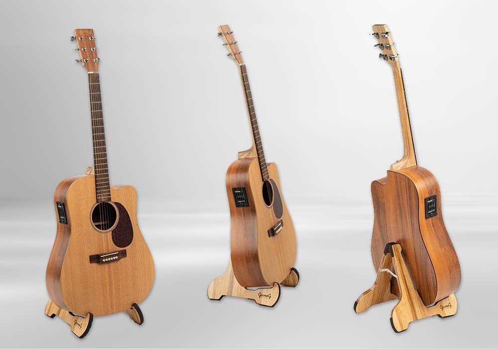 GizmoG Folding Guitar Stand, Universal for Acoustic Classical Electric Bass Guitars, Strong A-Frame Timber Design
