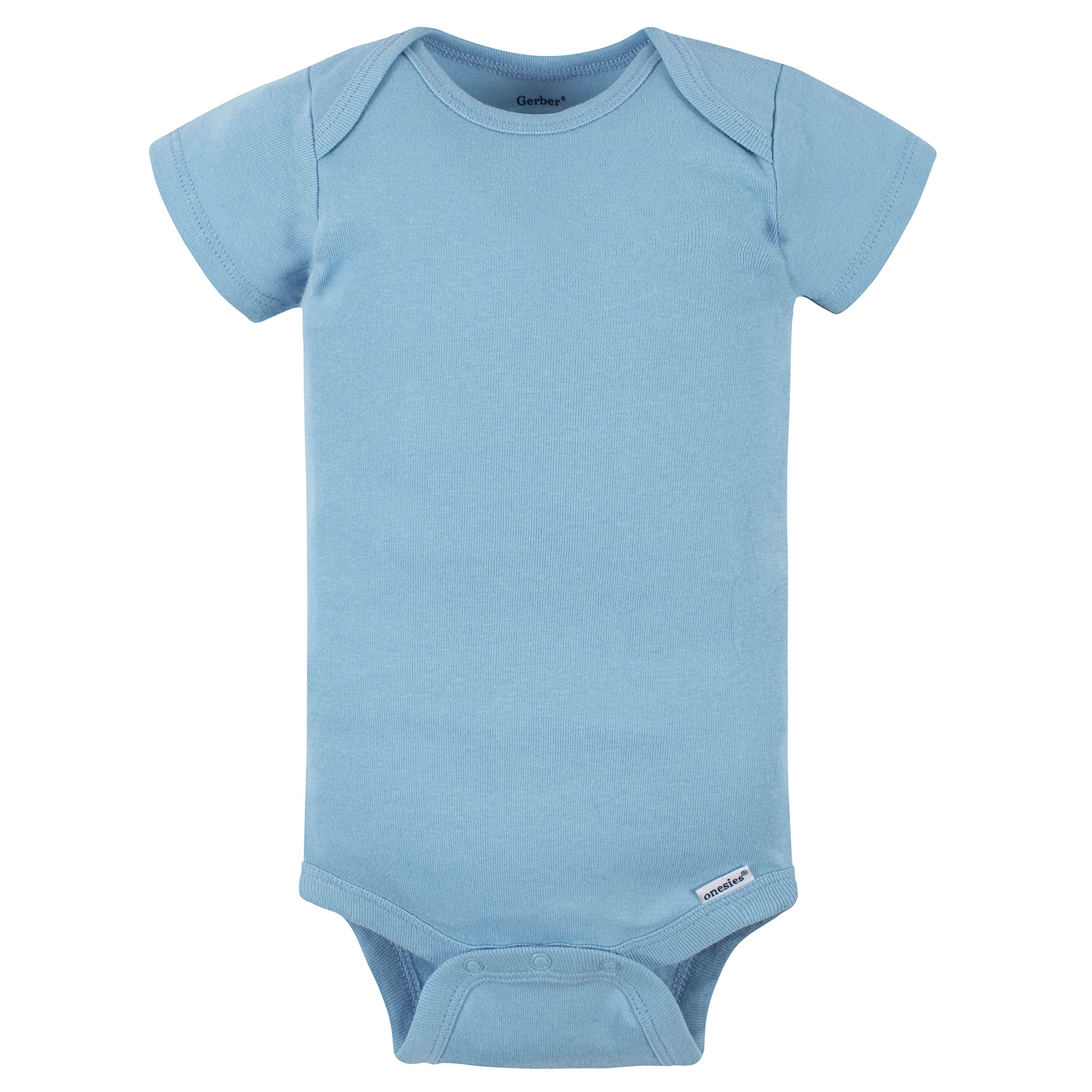 Gerber Baby 5-Pack Solid Onesies Bodysuits, Blue, 0-3 Months
