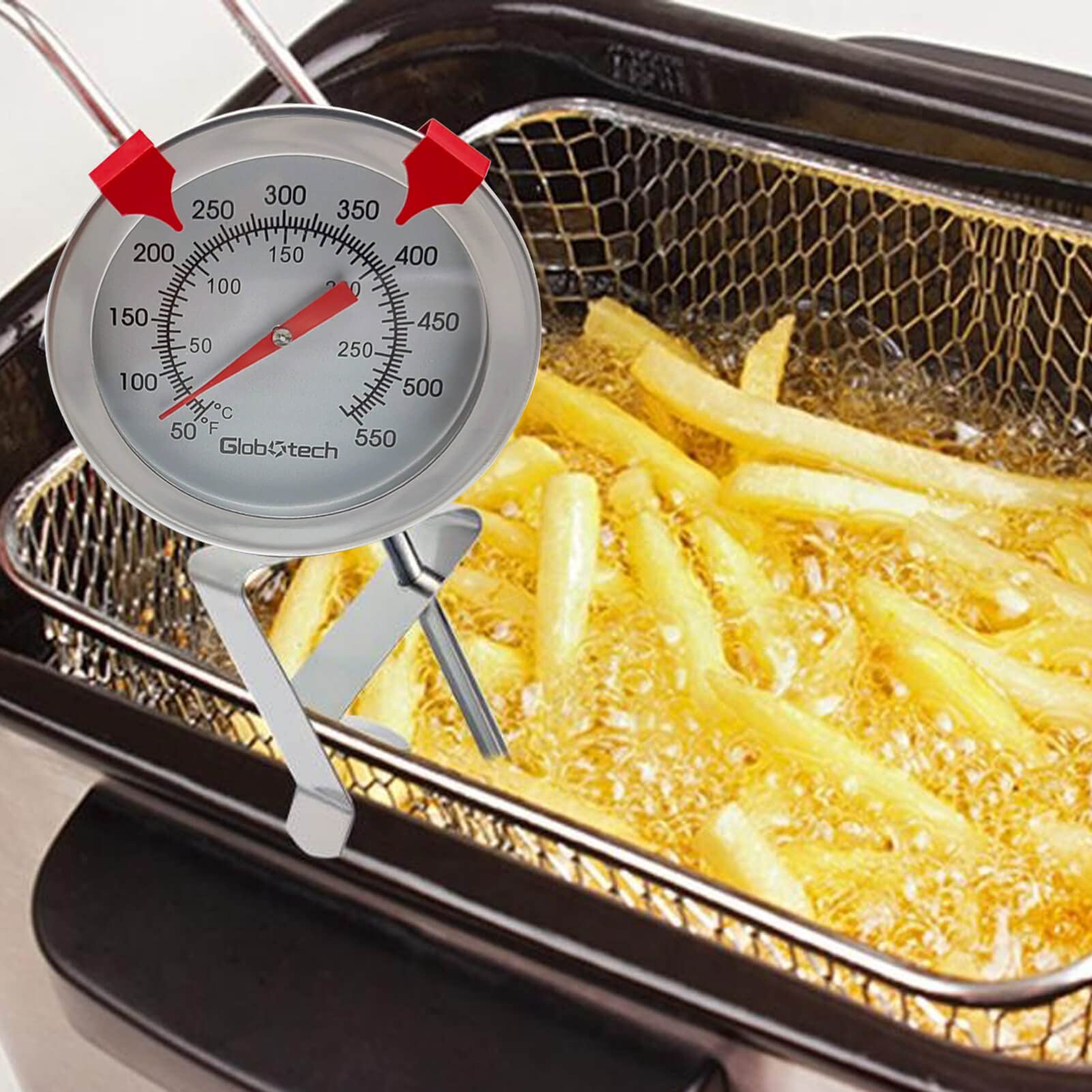 Meat Candy Deep Fry Thermometer - 2" Dial Thermometer 12" Long Stainless Steel Stem Cooking Thermometer for Grill, Turkey, BBQ