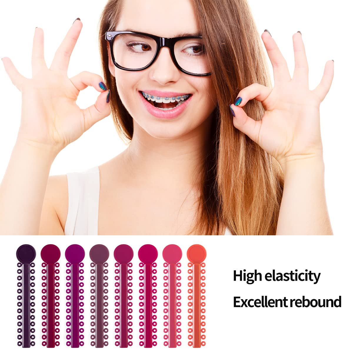 Rubber Bands for Braces, 1040 Pcs Color Orthodontic Ligature Ties O-Rings Elastic Braces Rubber Bands
