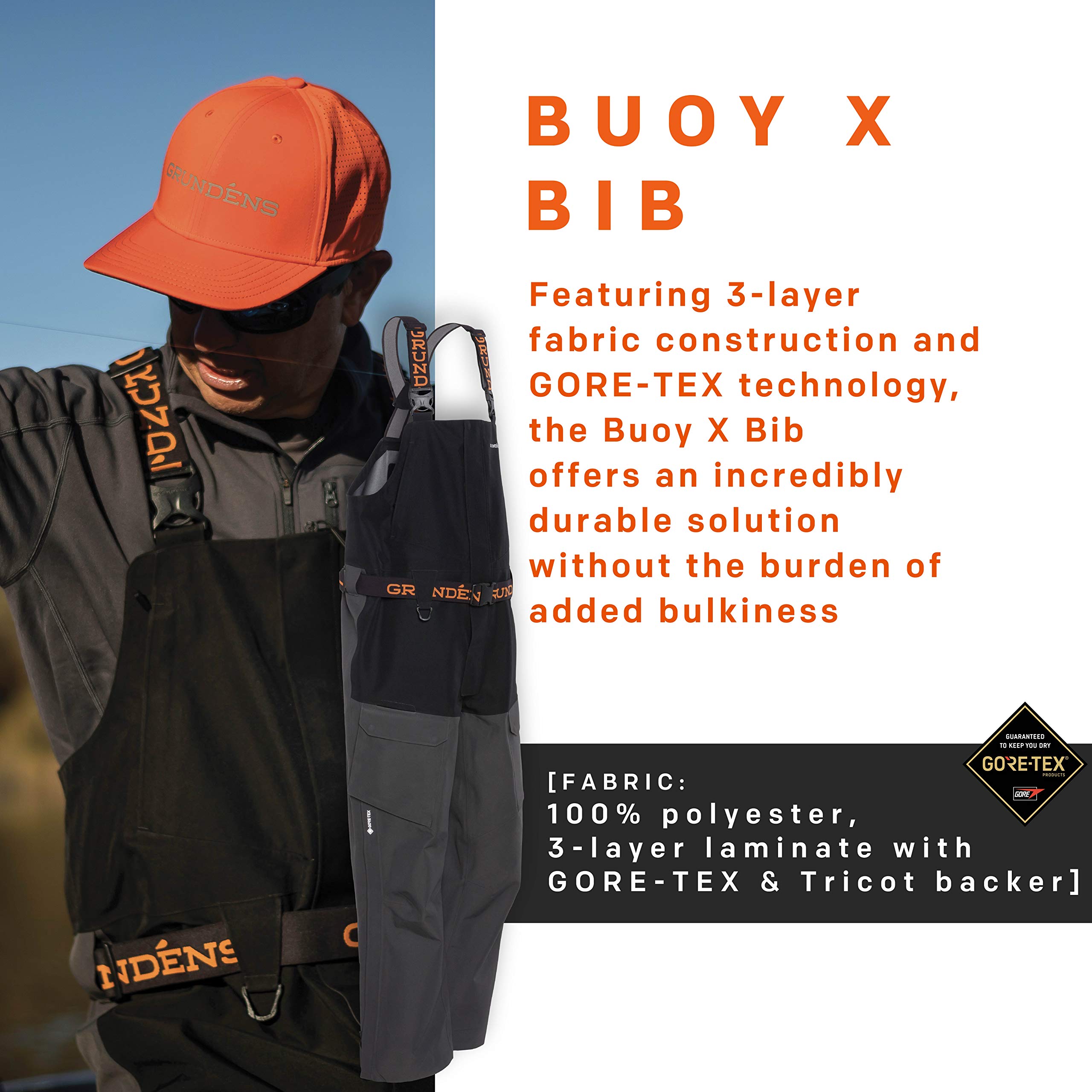 Grundens Men’s Buoy X GORE-TEX Bib | Waterproof, Breathable, Burnt Orange, Large