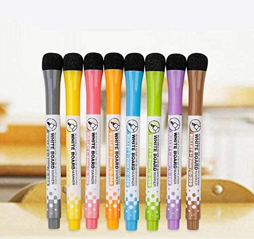 YES4QUALITY Magnetic Dry Erase Markers with Eraser Cap - 8 Pack, Fine Tip, Low Odor - White Board Markers Perfect for Dry Erase Whiteboards in the Office, Classroom or at Home