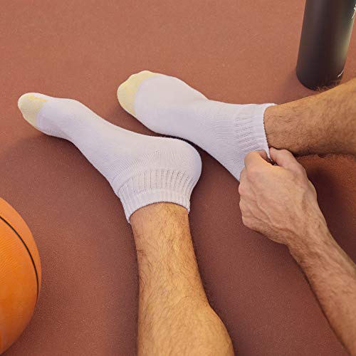 GOLDTOE Men's 656P Cotton Ankle Athletic Socks, Multipairs, Black (6-Pairs), Large