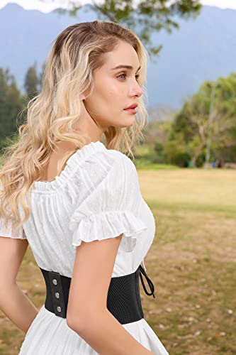 Scarlet Darkness Women's Elastic Corset Waist Cincher Belt Lace Renaissance Pirate Belts Black M