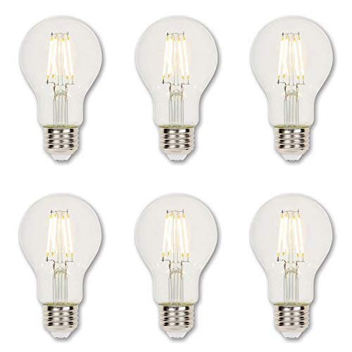 Westinghouse 5316420 4.5 Watt (40 Watt Equivalent) A19 Dimmable Clear Filament LED Light Bulb, Medium Base, 6-Pack