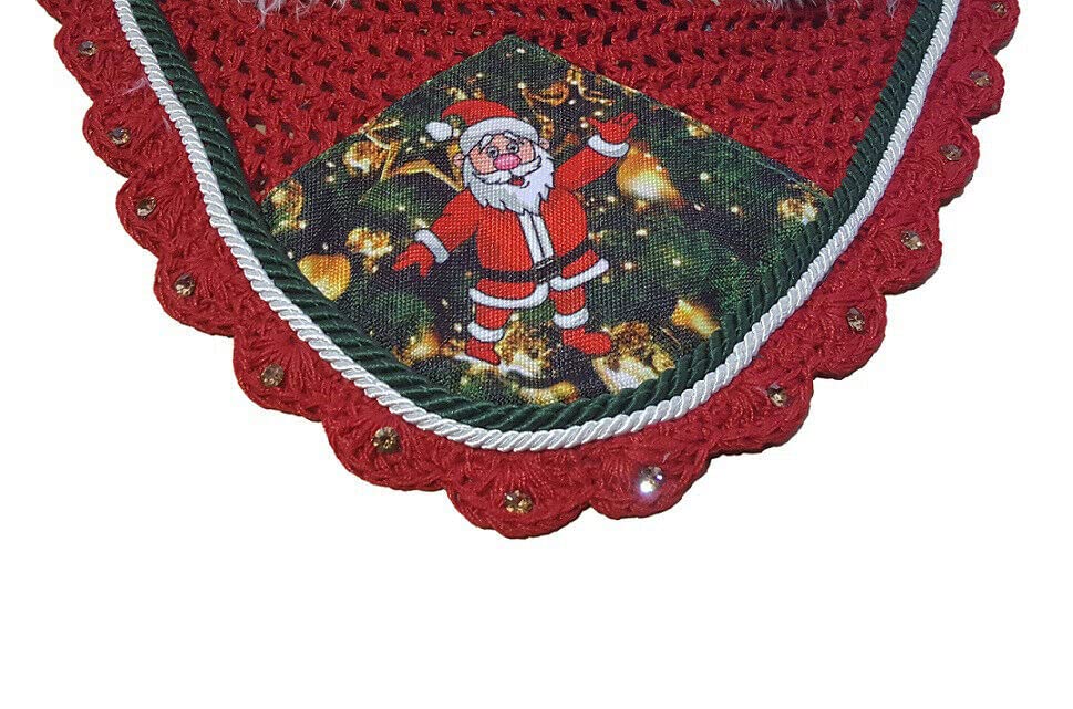 Santa Claus Horse Ear Bonnet/Net/Hat/Hood/Mask Fly Veil in 2 Styles (Full, Sublimated Santa)