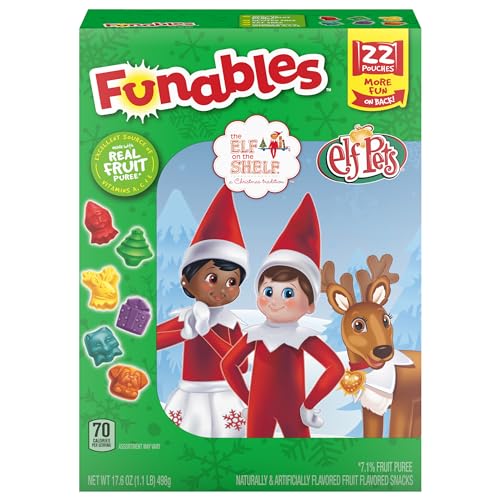 Funables Elf on the Shelf Holiday Fruit Snacks, 22ct Box - Perfect for Stocking Stuffers, Holiday Treats, and Lunchbox Favorites
