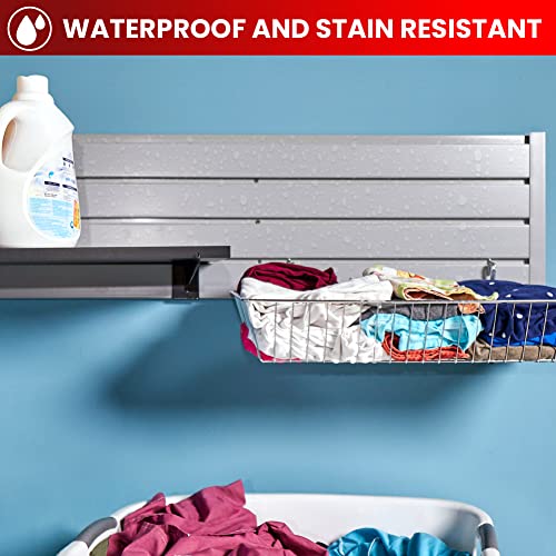 Slatwall Panel Garage Wall Organizer: Heavy Duty Wall Mounted PVC Wall Rack, Interlocking Slat Wall Paneling for Garage Wall Storage, Slatwall Board, Slatwall Shelves System - 3 Color Samples
