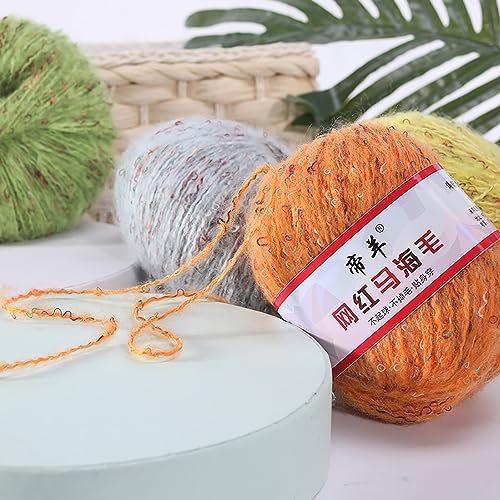 Yarn Ave 5 Balls/8.8oz Mohair Nylon Blended Yarn, Fluffy Soft Airy Fancy Yarn for Hand Knitting&Crocheting Cardigans, Hats, Vests, Sweaters, 2500 Meters (#12 Mint Green)