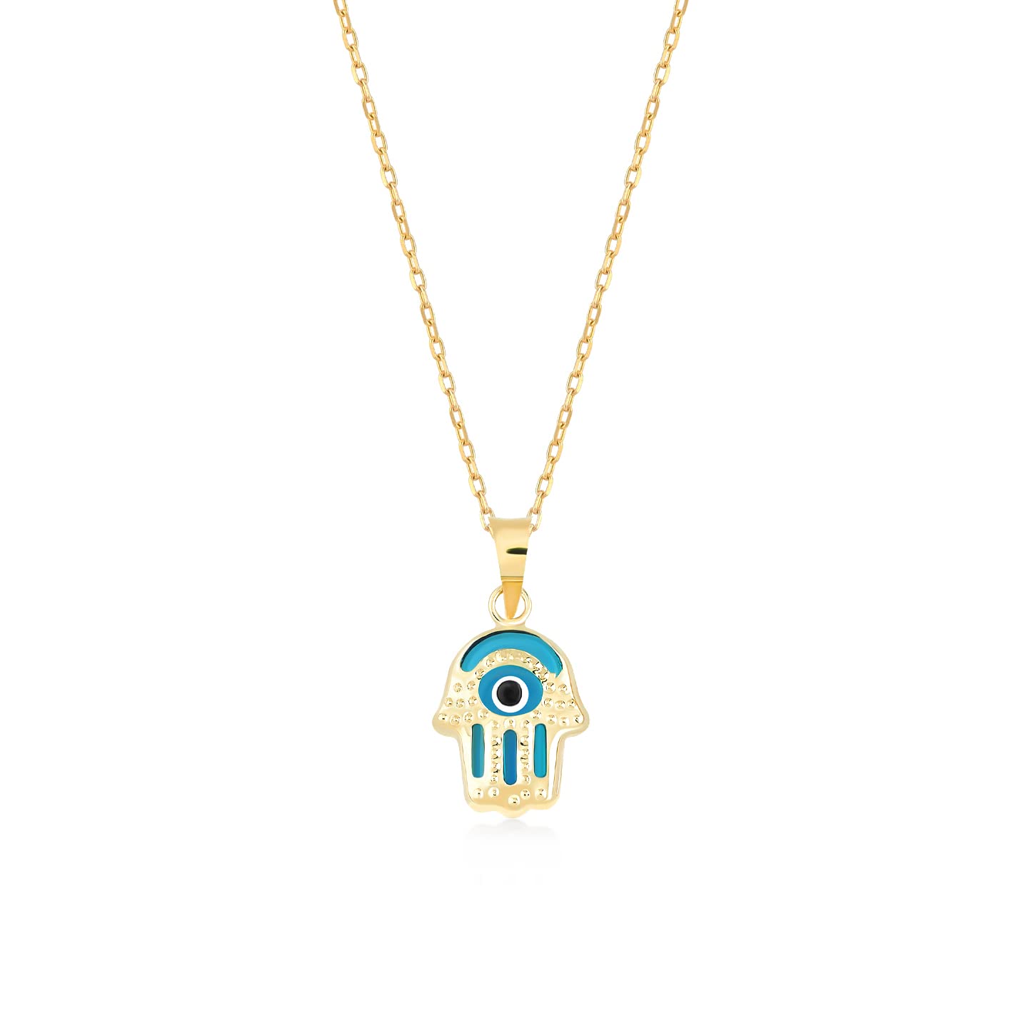 GELIN Hamsa Necklace in 14K Solid Gold | 14k Gold Evil Eye Necklace for Women, 18"