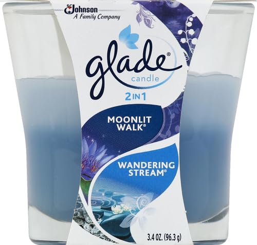 Glade Candle Jar, Air Freshener, 2in1, Moonlit Walk & Wandering Stream, 3.4 Oz