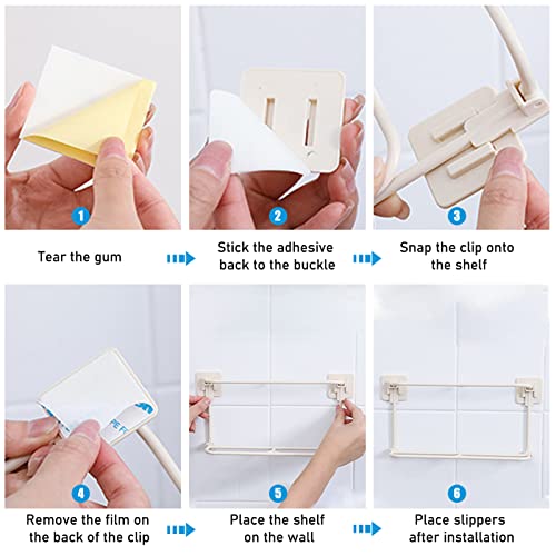 ORIJOYNA Wall Mounted Shoes Rack Plastic Shoes Hanger,Sticky Double Layer Foldable Slippers Drain Storage Rack Hanging Shoes Holder Bathroom Organizer(3 Packs)