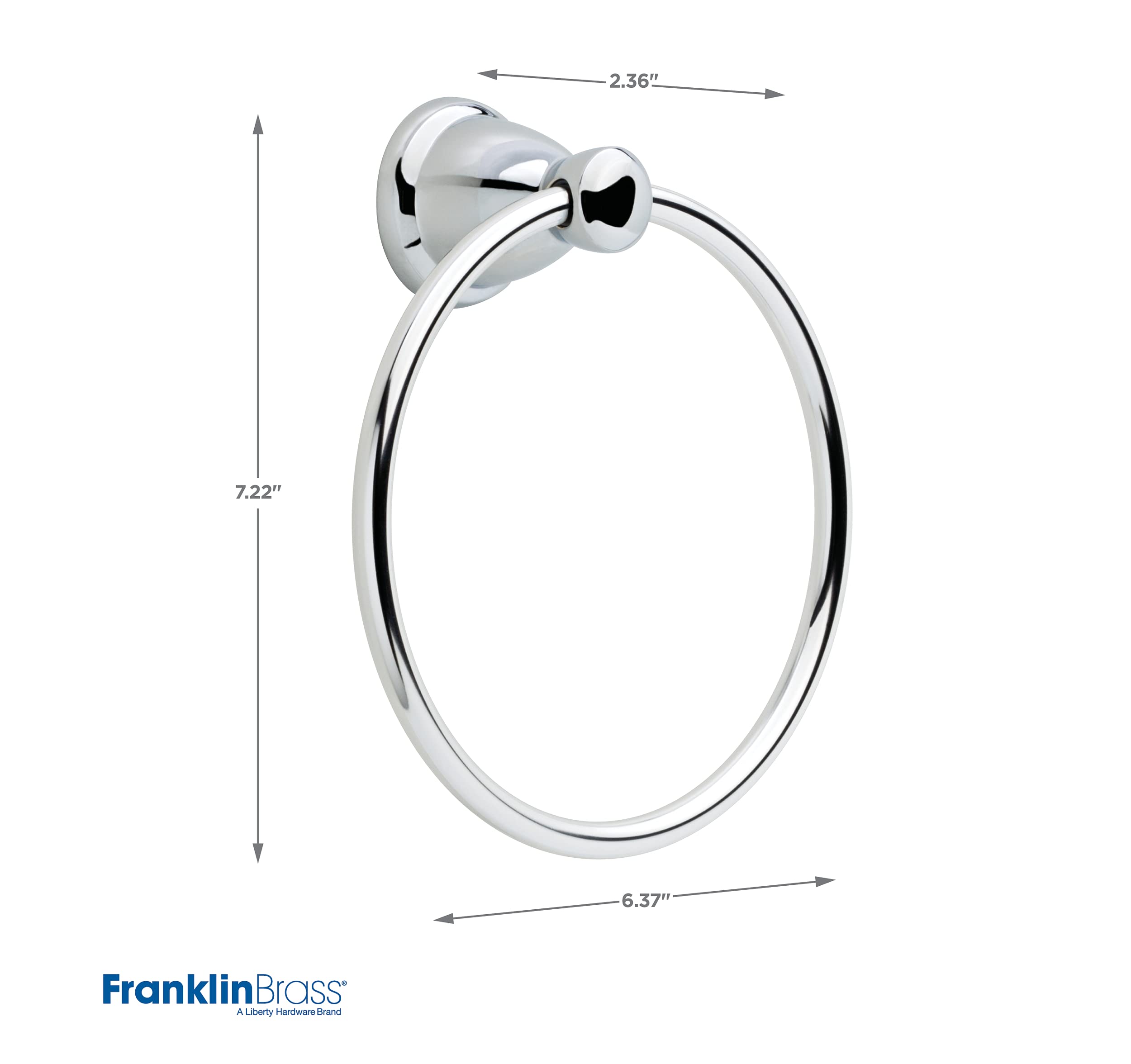Franklin Brass Kinla (1-Pack) Hand Towel Holder Polished Chrome Towel Racks for Bathroom Wall Round Towel Ring Holder for Bath Towel Hanger for Kitchen, Bathroom Accessories KIN46-PC-1