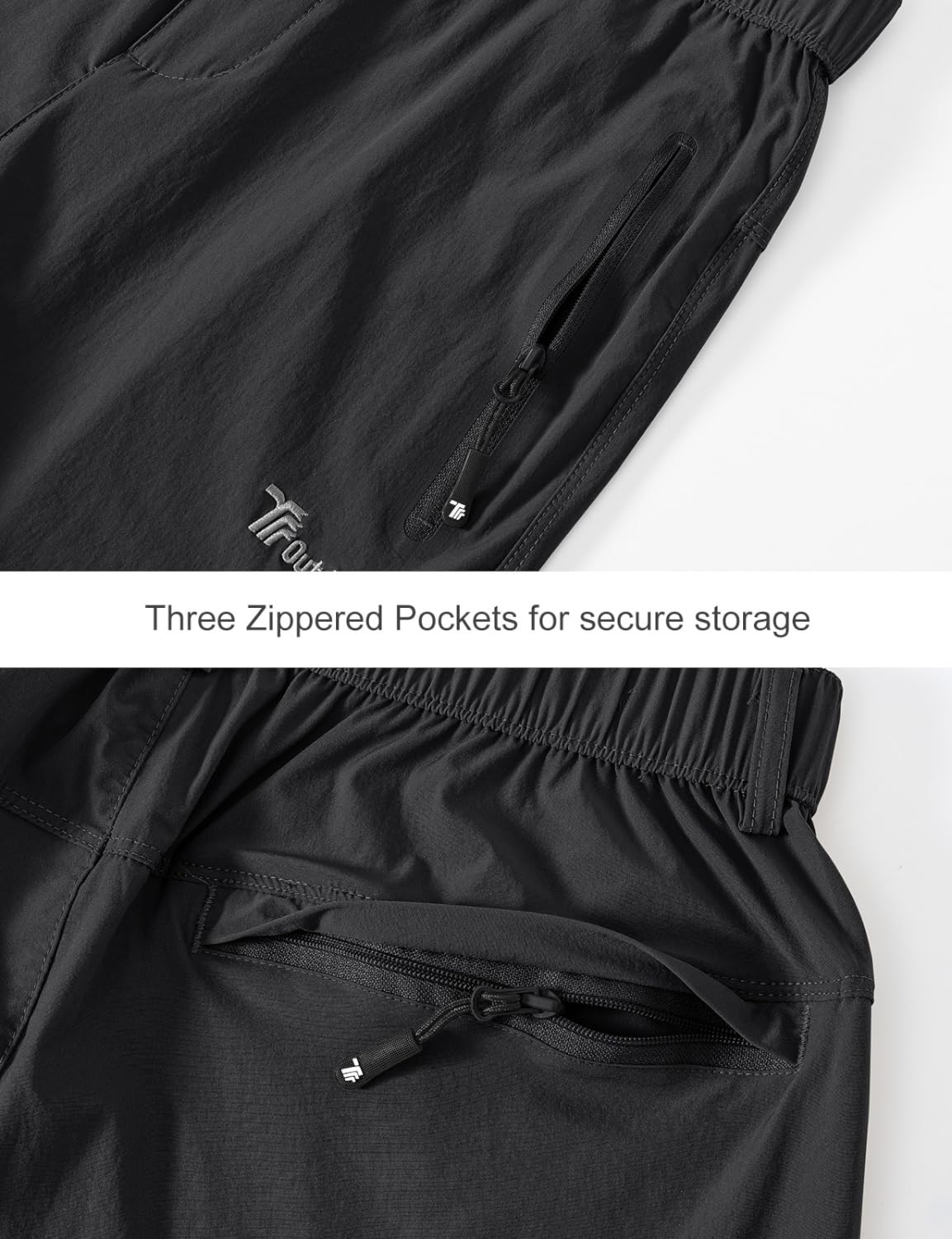 Gopune Women's Hiking Pants Lightweight Quick Dry Water Resistant Elastic Waist Workout Travel Athletic Joggers (Black,M)