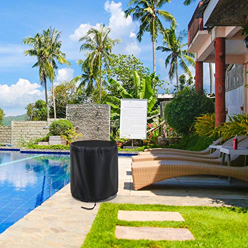 TheElves Patio Cooler Bar Table Cover Design for Keter 7.5-Gal Cool Bar Table, Outdoor Patio Round Beer Cooler Table Cover, Waterproof Barrel Cool Bar Table Cover, 21" D X 23" H, Black