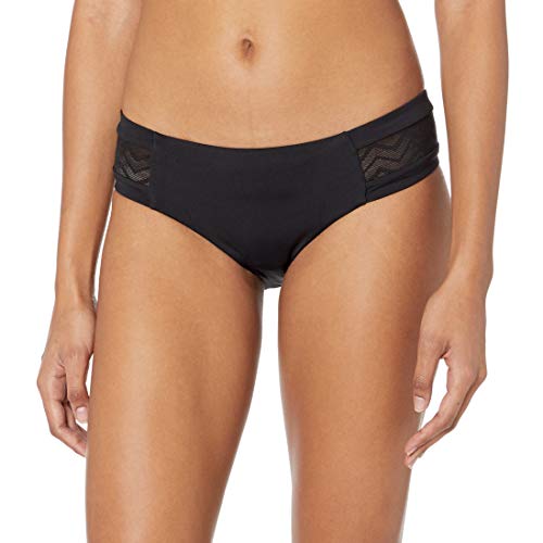 Seafolly Women's Standard Hipster Bikini Bottom Swimsuit with Zig Zag Trim, Active Black, 10 US