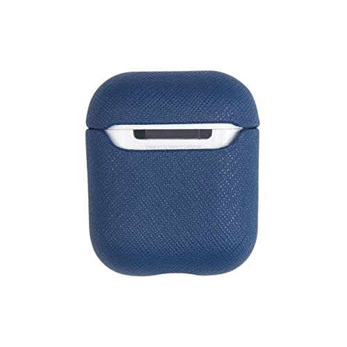 THEIMPRINT Saffiano Vegan Leather AirPods Case Cover Gen 1/2 - Compatible with Apple AirPods 1st & 2nd Generation Charging Case, Black Colour