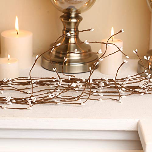 WILLBOND 64 Feet 30 Packs Ply Pip Berry Garland for Christmas Winter Indoor Outdoor Decor Head Wreaths Wedding Crowns (White)