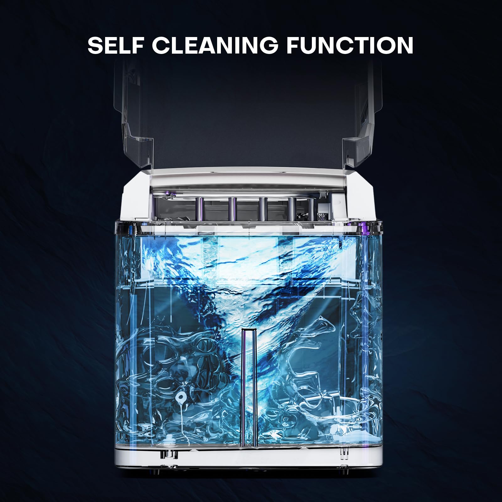 Upstreman Y90 Countertop Ice Maker, Self-Cleaning, Portable Ice Machine, 26Lbs/24 Hours, 9 Ice Cubes Maker Machine, Portable Bullet Ice Maker for Kitchen, Home, Bar, Office, White