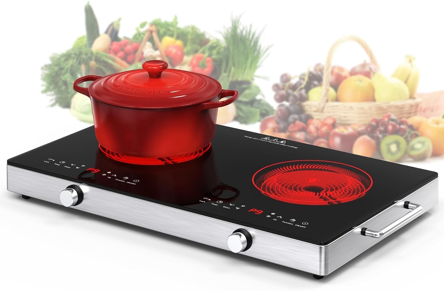 VBGK Induction Cooktop, 1800W Single Burner Electric cooktop,Induction Stove Top with Large LCD Sensor Touch, Induction Hot Plate with 9 Temperature Levels, Child Safety Lock & 4H Timer