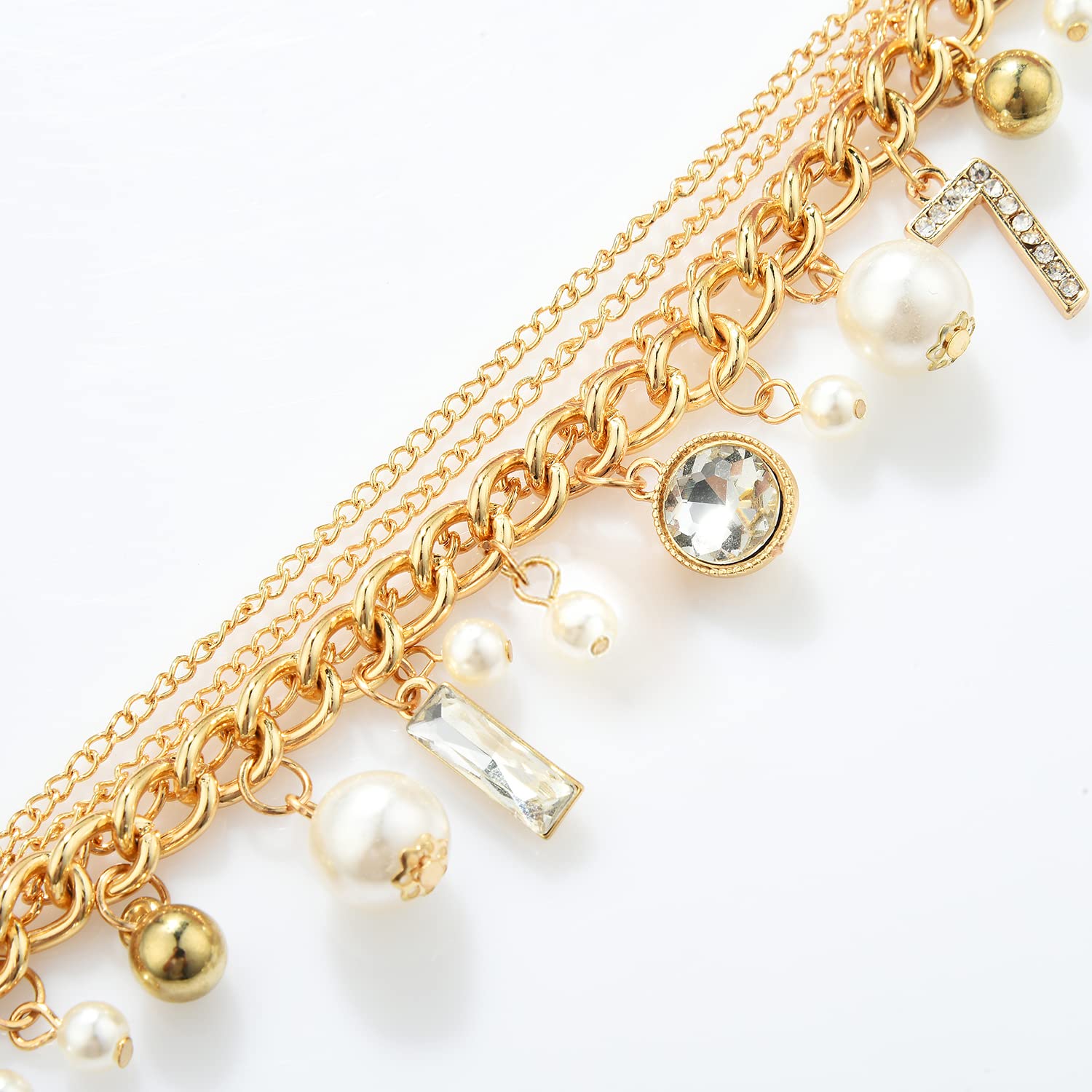 Gold Tone Chain Inspired Charm Bracelet for Women