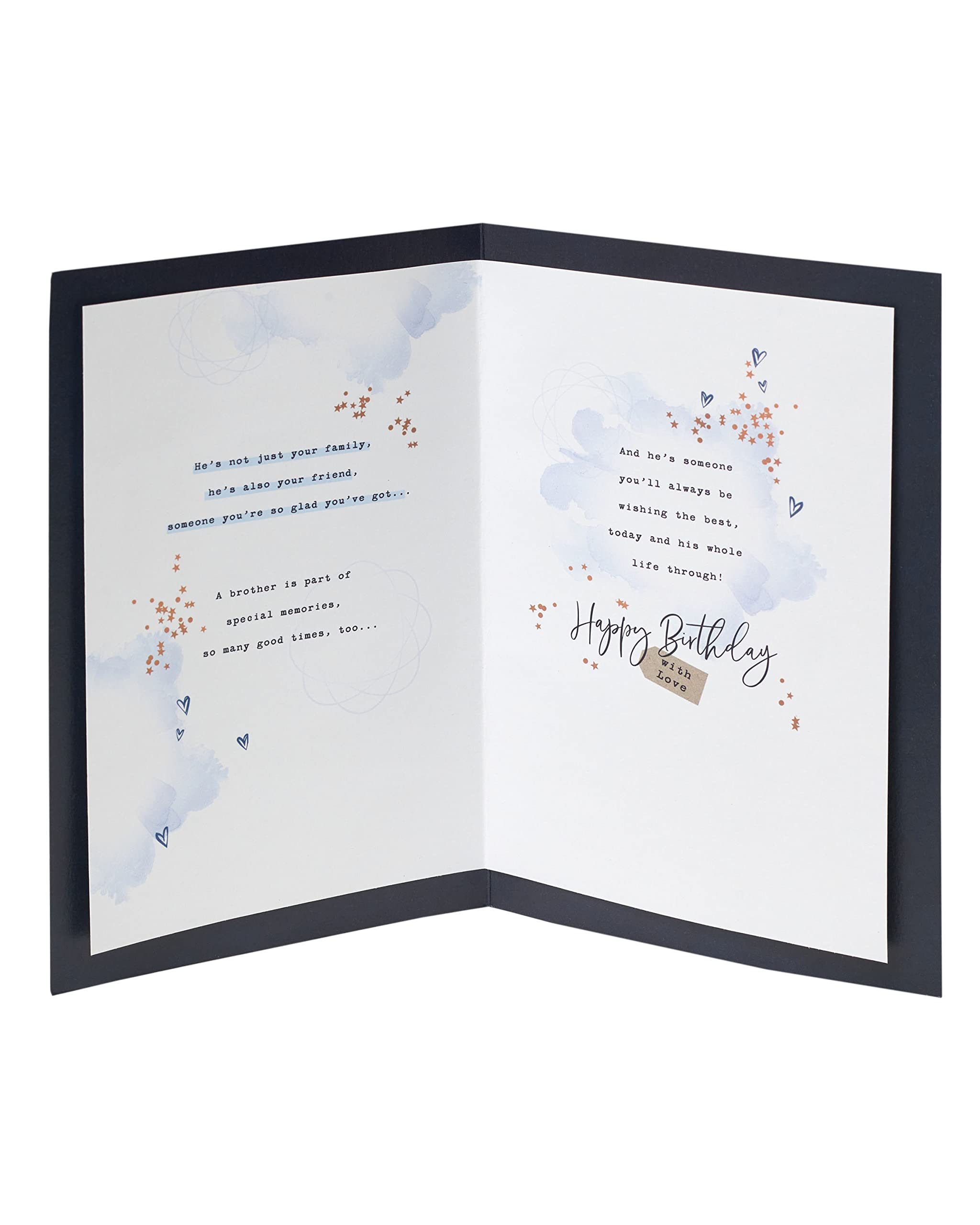 UK Greetings Birthday Card for Brother - Sentimental Design, Black, 149mm x 229mm