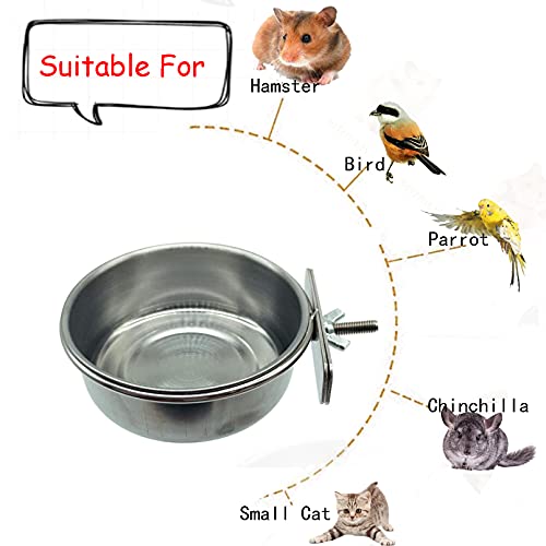 Tfwadmx Bird Feeding Dish Cups Parrot Food Bowl Clamp Holder Coop Cup, Bird Cage Water Bowl for Parakeet African Greys Conure Cockatiels Lovebird Budgie Chinchilla 2 Pack
