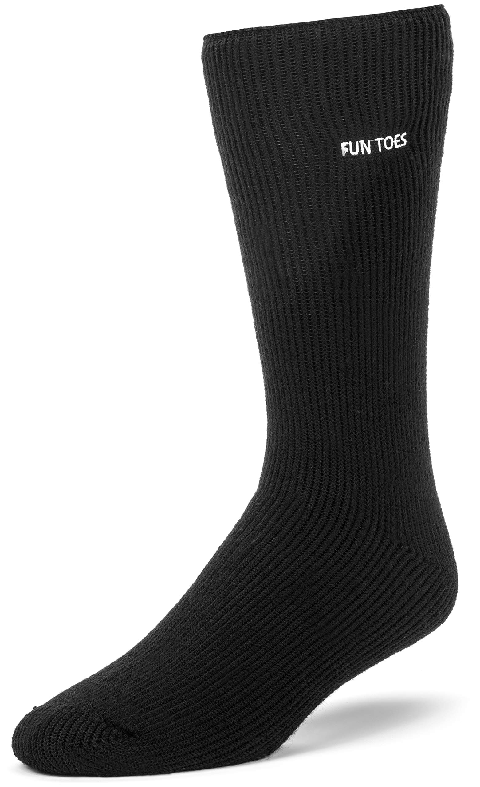 FUN TOES Men 3 pairs thermal insulated heavy duty winter acrylic brushed socks size 8-13 (Black)