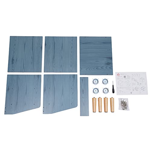 Small Bedroom Nightstand/Minimalist End Table/Side Table/Little Table - with 2 Open Storage Cabinets/Solid Wood Legs,Modern Bedside Night Stand for Bedroom, Living Room(Blue )- Easy Assembly