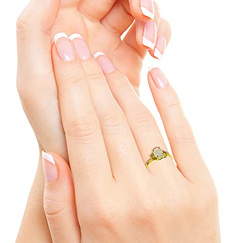 Galaxy Gold GG Size 7.0 14K Solid Yellow Gold Ring With Oval Shape Natural Opal GRADE AAA