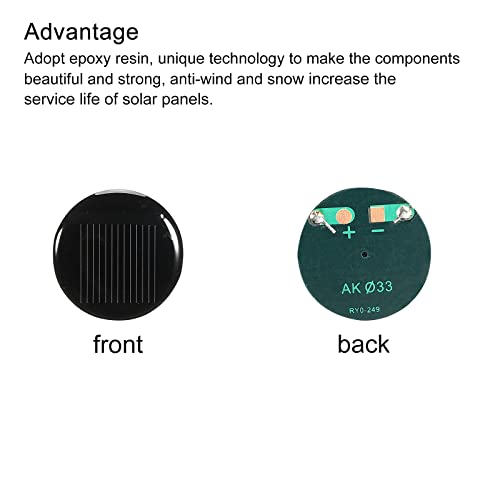 MECCANIXITY Mini Solar Panel Cell 0.5V 140mA 0.07W 33mm for DIY Electric Power Project Pack of 5