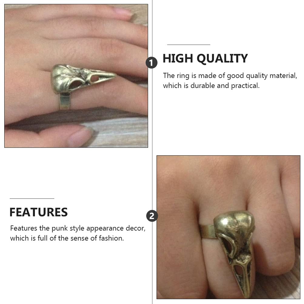 Holibanna Delicate Ring Gold Adjustable Rings 1pc Bird Skull Ring Delicate Alloy (Iron) Connector Man Threaded Earrings Animal Ring