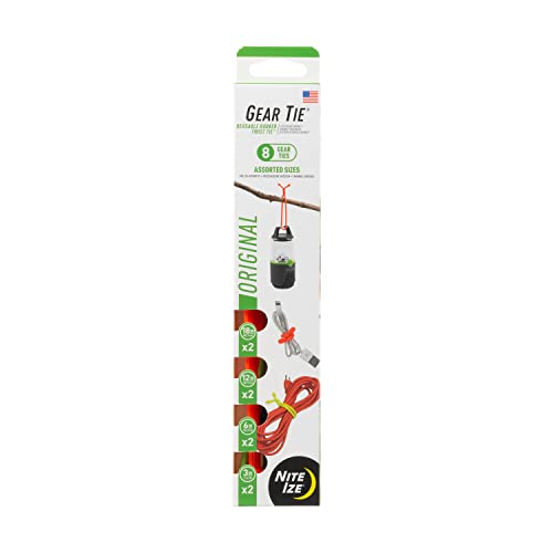 Nite Ize Original Gear Tie - Assorted Length Reusable Rubber Twist Tie - Reusable Gear Ties - Electric Cord Organizers - Twist Ties for Cords - Reusable Zip Ties - Assorted Colors & Sizes, 8 Pack
