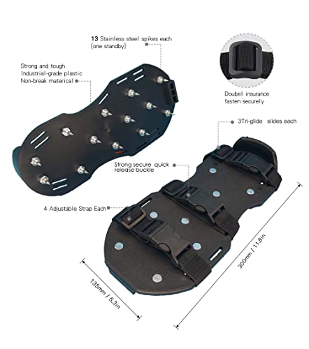 Osaava 47952 Gunite Spiked Shoes for Epoxy Floor Coating Installation 3/4” Short, Spikes Perfect for Applying Epoxy Garage Floors Shoes, Adjustable 6 Straps Full Assembled Sturdy (1 Pair)