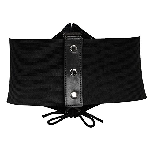 Women's Lace Up Corset Elastic Wide Waist Pirate Costume Cincher Belt(S,Black)