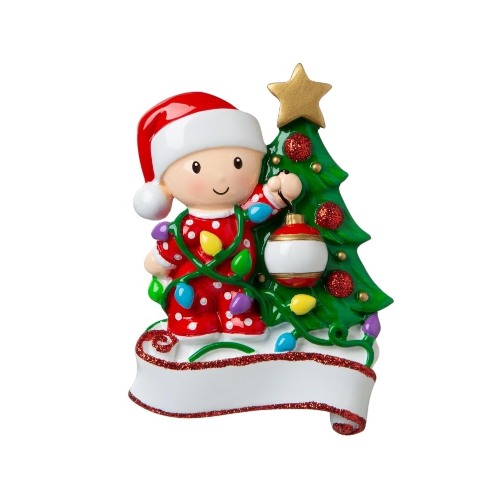 Personalized Baby Boy, Girl First Christmas Ornament 2024 β Process in 24 Hours β Pink, Blue,Red Baby Ornaments for Christmas Tree with Name (Red 2024)