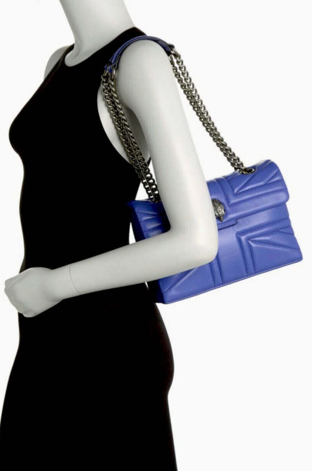 Kurt Geiger Large Kensington Crossbody Womens Purple Union Jack Quilted Leather