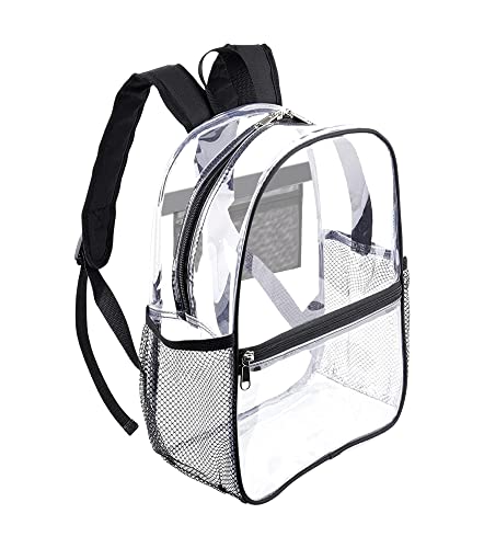 Winterlace 12 Pack 16" Clear Backpack Transparent Heavy Duty Water Resistant PVC for Sports, Stadiums, Festivals, Concerts (3 Assorted Styles)