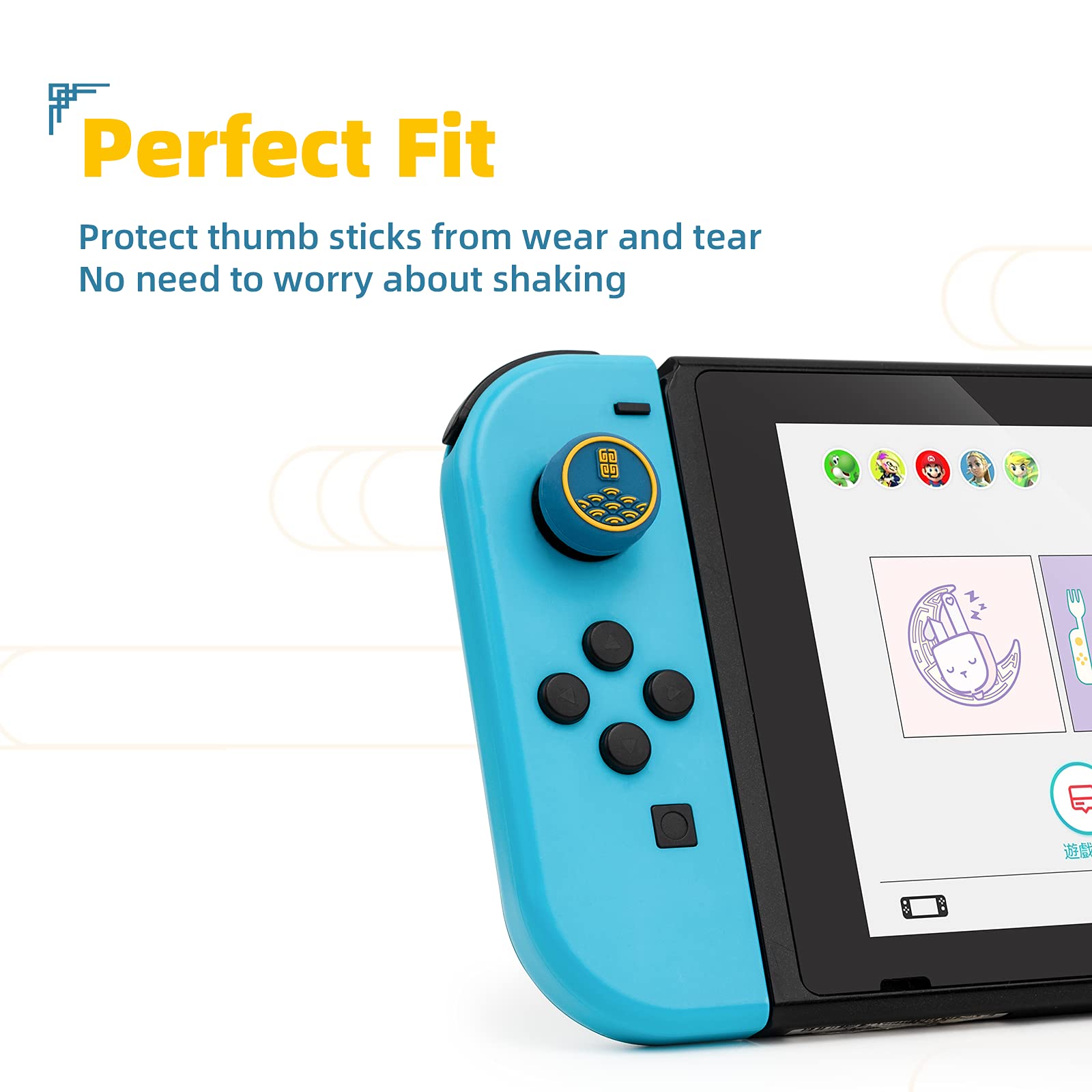 GeekShare Cute Thumb Grip Caps Compatible with Nintendo Switch / OLED Switch Lite ,Soft Silicone Joystick Cover,4PCS