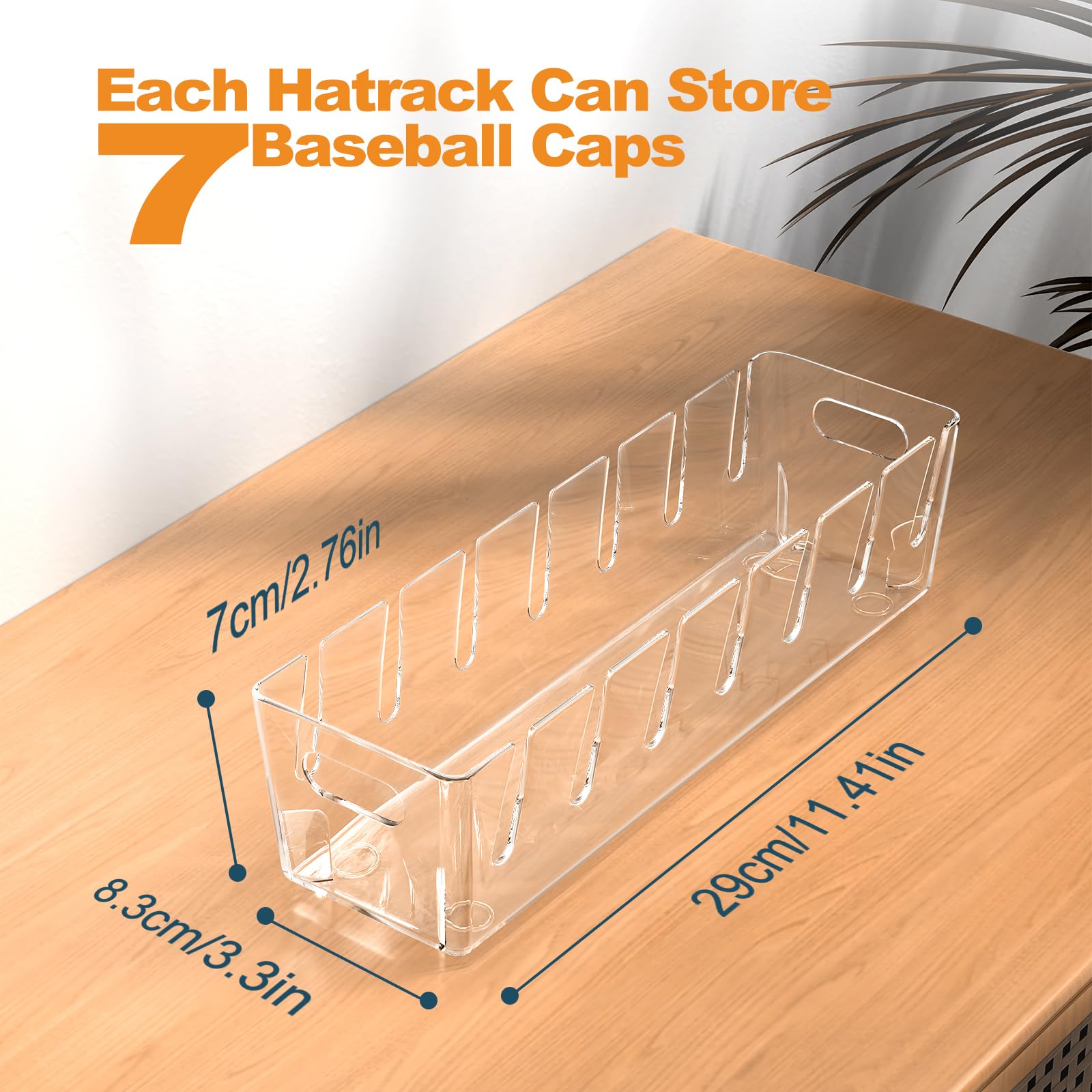 TMVAP 2024 New Hat Stand for Baseball Caps Display and Organizer-2 Pack No Install Acrylic Hat Organizer for 14 Baseball Caps Storage, Hat Racks Storage for Bedroom, Closet, Dresser,Entrance (Clear)