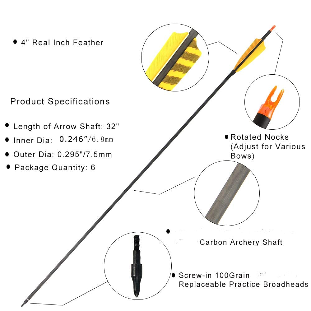 Huntingdoor Soft 3 Finger Archery Glove Black and Brown 31-Inch Carbon Arrows